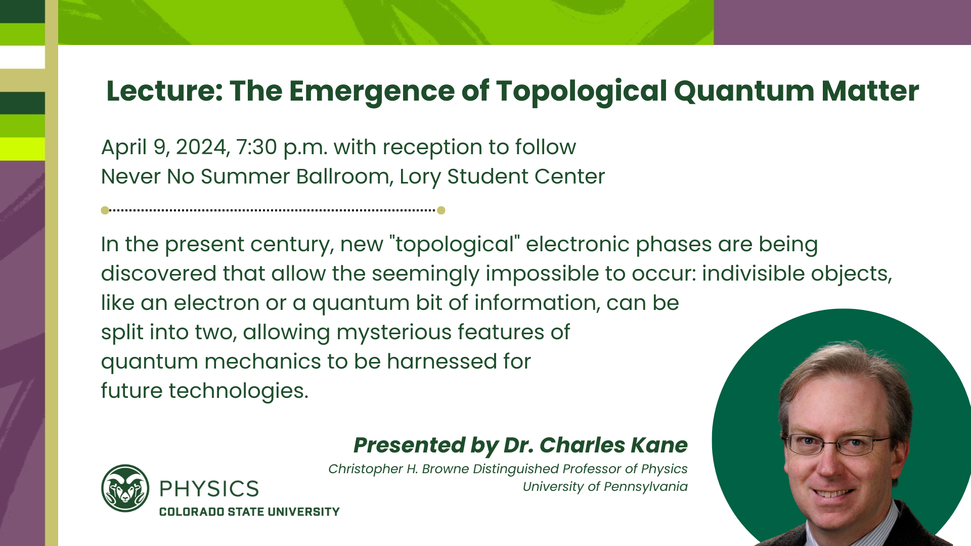 Lecture Event: The Emergence of Topological Quantum Matter – Department ...