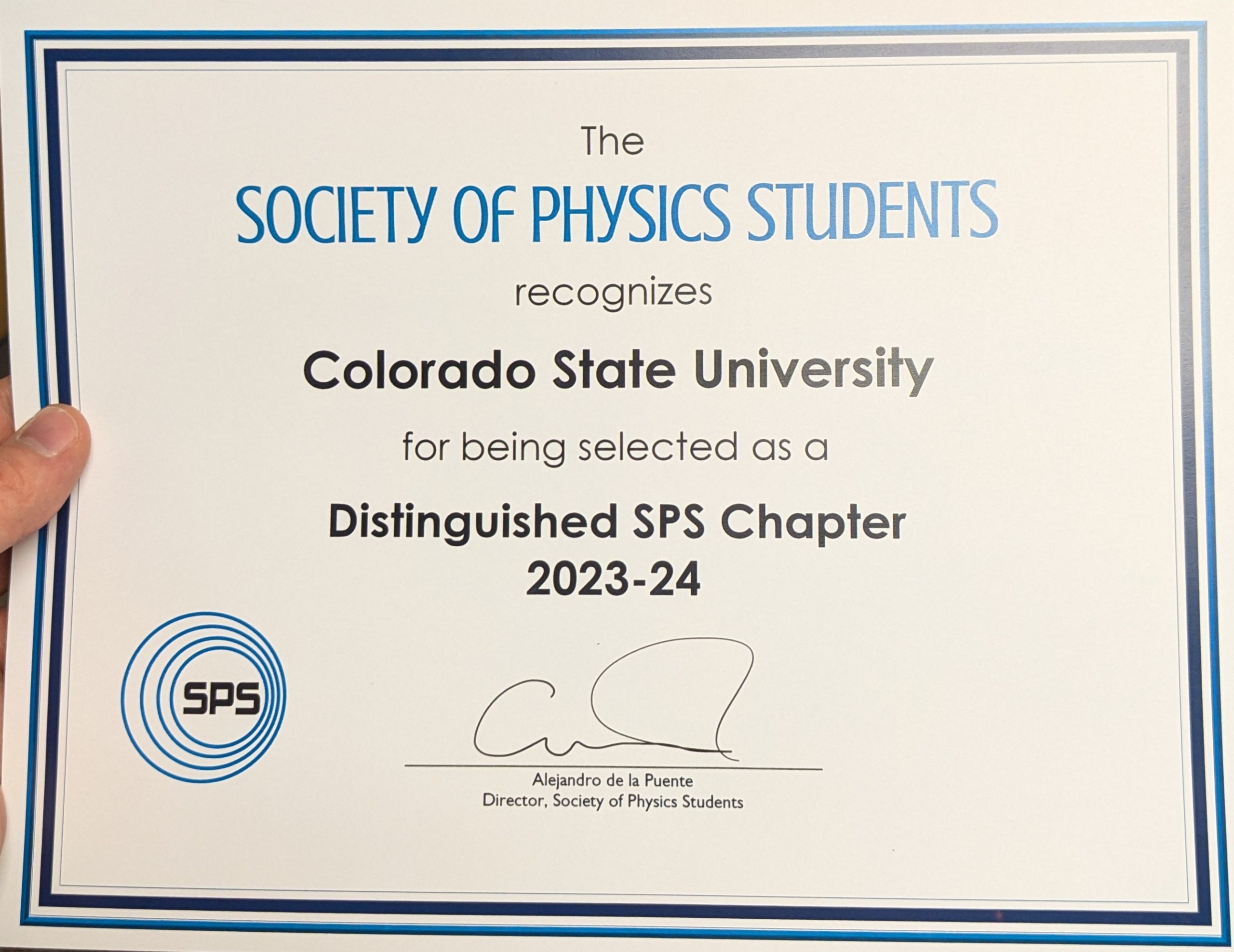 Society of Physics Students Award – Department of Physics | CSU